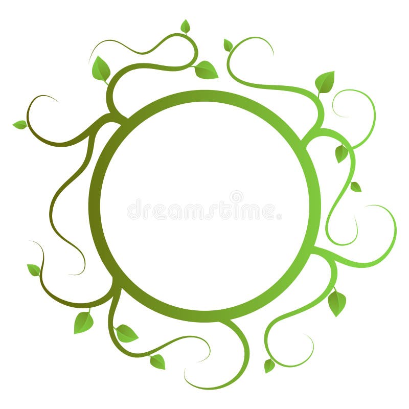 Frame with Curls and Leaves, Isolated on White Background Stock Vector ...