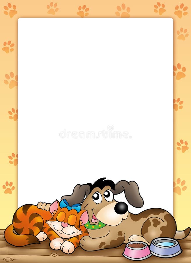Frame With Cute Cat And Dog Stock Illustration - Image: 11572317