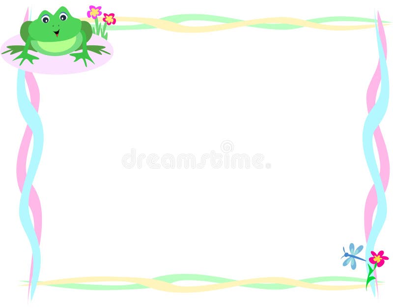 Frame of Cute Frog and Dragonfly Stock Vector - Illustration of borders ...