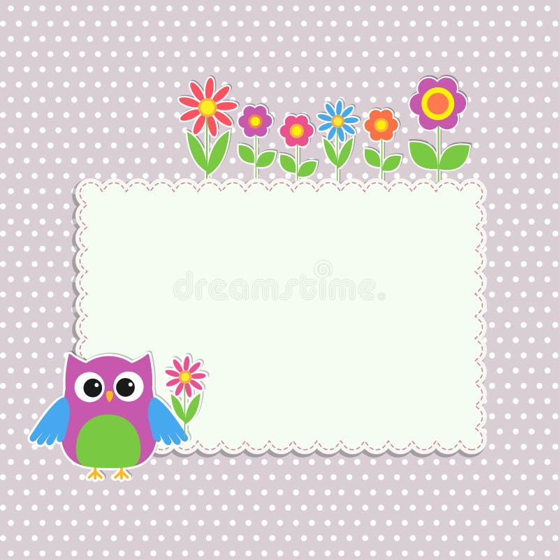 Frame with cute owl stock vector. Illustration of design - 31340302