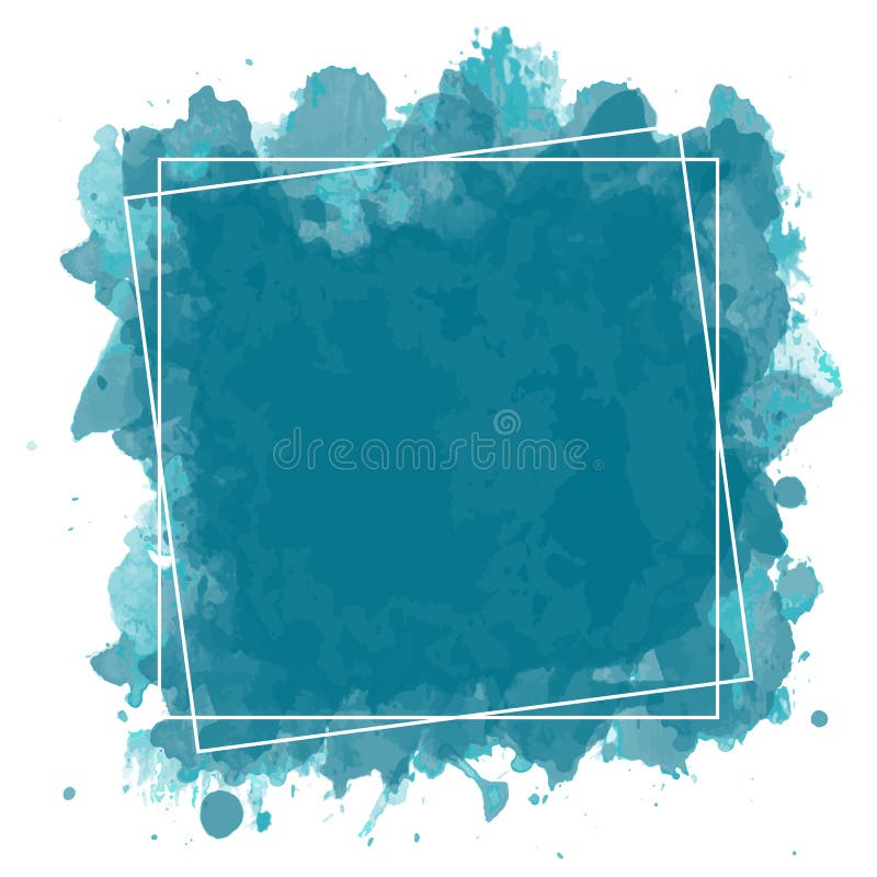 Frame with Dark Turquoise Watercolor and Double White Border for Cards ...