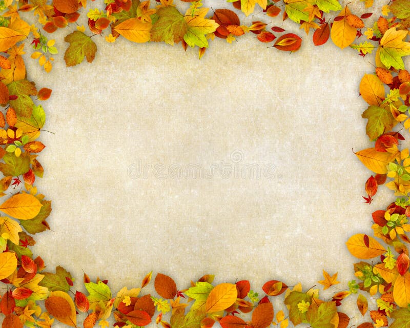 Frame Das Folhas De Outono No Fundo De Papel Velho Imagem de Stock ...