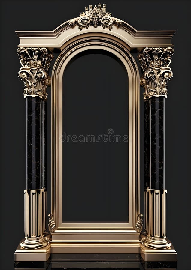 Frame Decoration Interior Luxury Black and Gold Stock Image - Image of ...