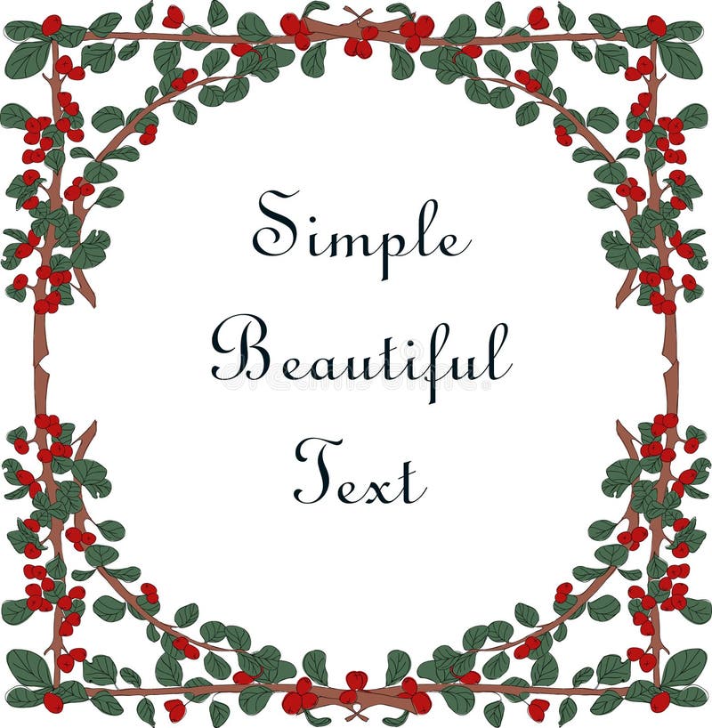 Frame with Decorative Branches with Red Winter Berries Stock ...