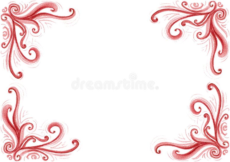 Frame of Decorative Patterns in Each Corner. Patterns Consist of Curls ...