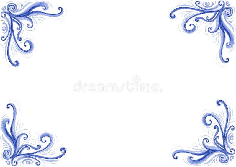 Frame of Decorative Patterns in Each Corner. Patterns Consist of Curls ...