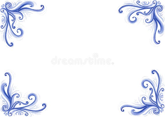 Frame of Decorative Patterns in Each Corner. Patterns Consist of Curls ...