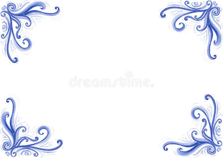 Frame of Decorative Patterns in Each Corner. Patterns Consist of Curls ...