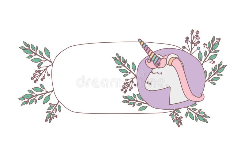 Frame Decorative with Unicorn and Flowers Stock Vector - Illustration ...