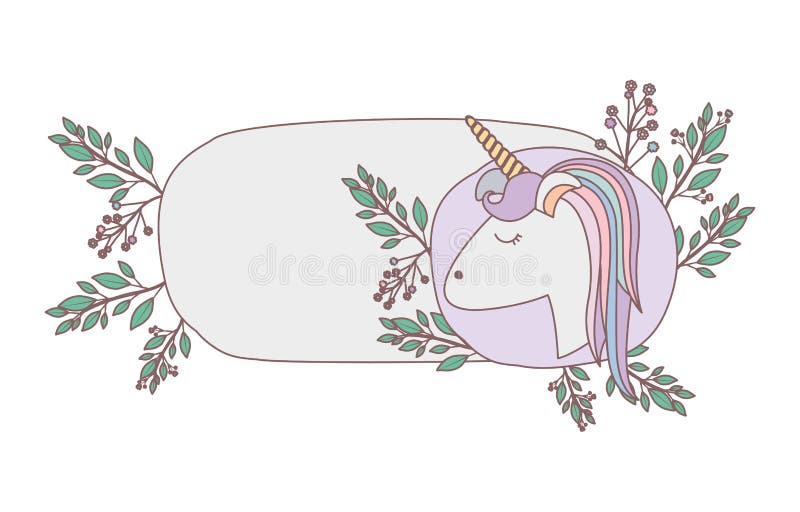 Frame Decorative with Unicorn and Flowers Stock Vector - Illustration ...