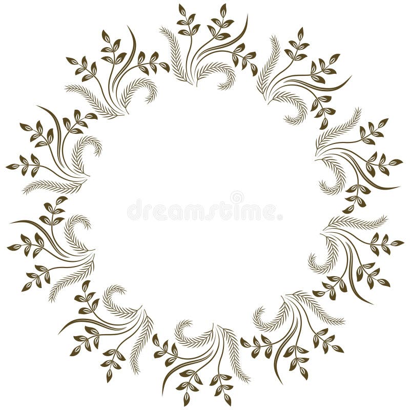 Frame redondo decorativo ilustração do vetor. Ilustração de folhagem ...
