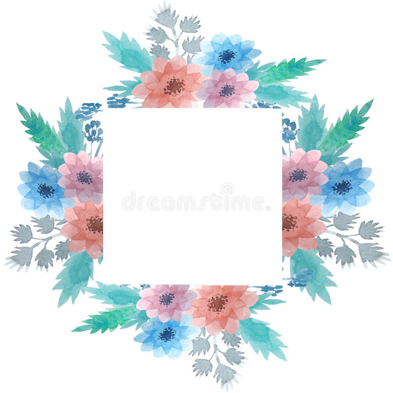 Frame with Delicate Flowers Stock Illustration - Illustration of ...