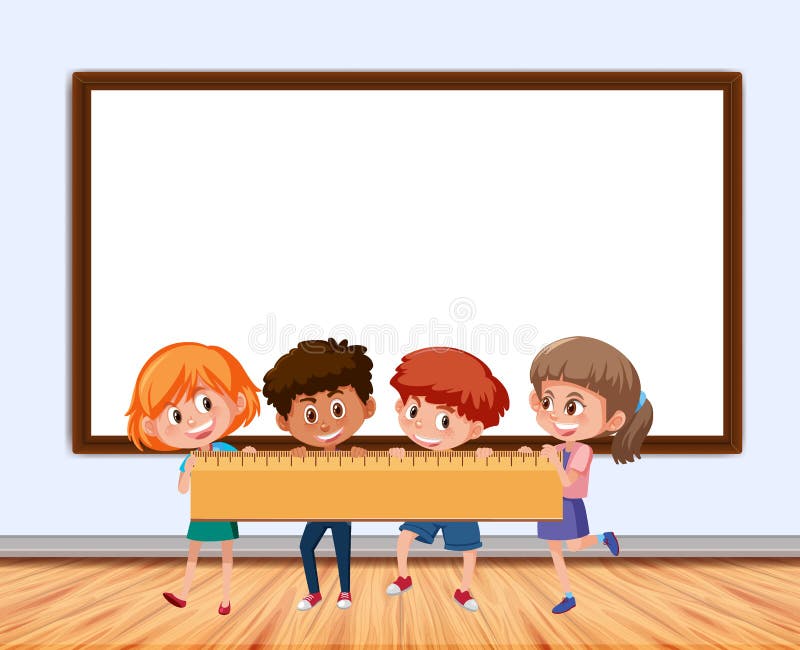 Frame Design with Board and Children Stock Vector - Illustration of ...