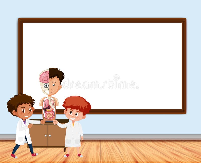 Frame Design with Boy and Girl Reading Books Stock Vector ...