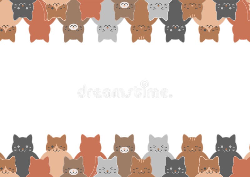 Frame Design with Cute Cats Lined Up. Vector Illustration Stock Vector ...