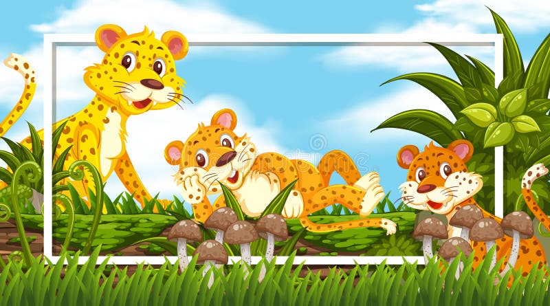 Frame Design with Cute Tigers on the Log Stock Vector - Illustration of ...
