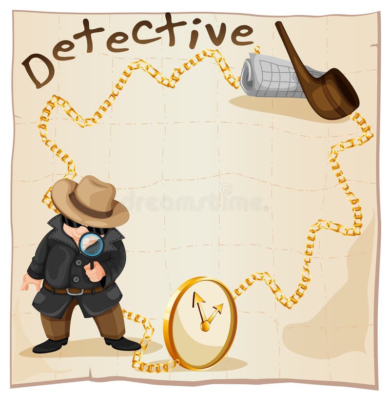 Frame Design with Detective and Footprints Stock Vector - Illustration ...