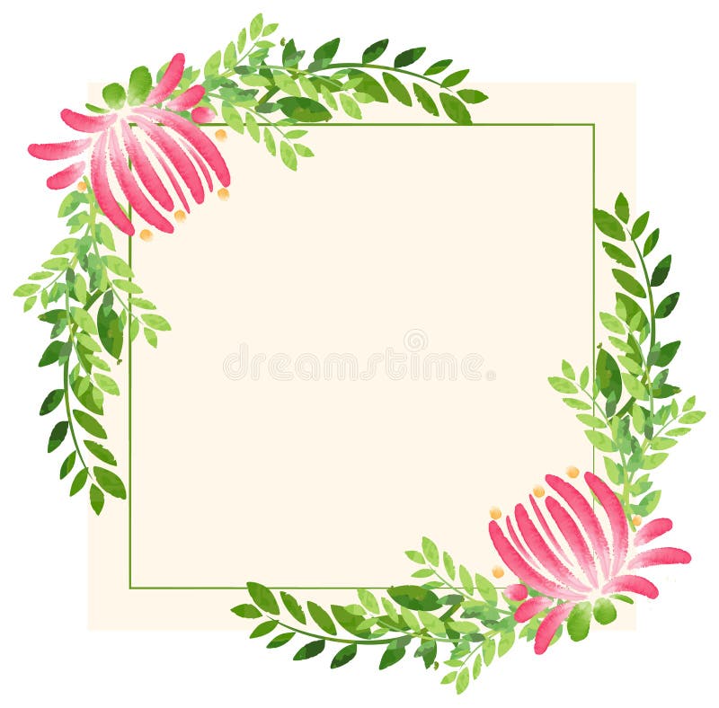 Frame Design with Flowers and Leaves Stock Vector - Illustration of ...