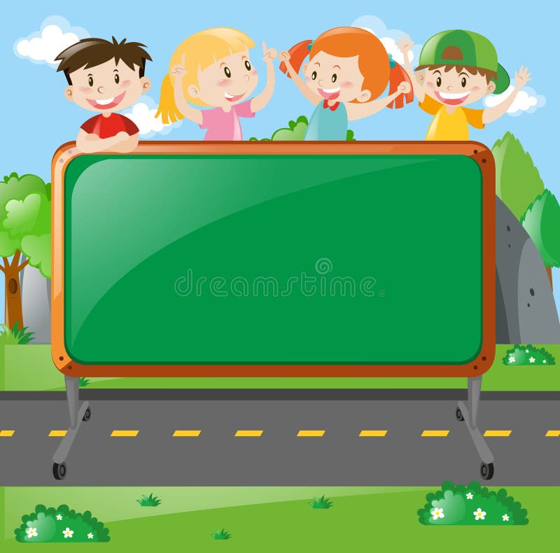 Frame Design with Kids on Board Stock Vector - Illustration of young ...