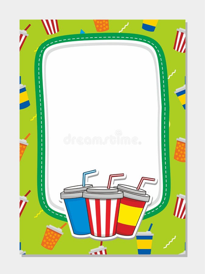 Frame Design with Soft Drink Cup Vector Stock Vector - Illustration of ...