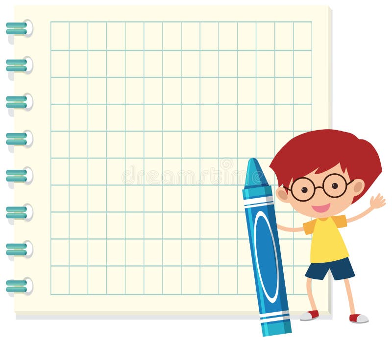 Frame Design Template with Boy Holding Crayon Stock Vector ...