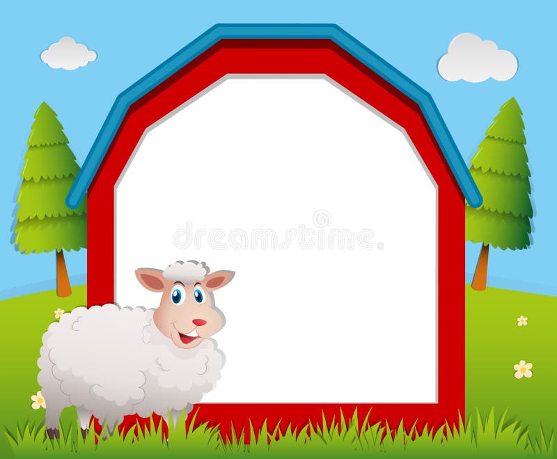 Frame Design with White Sheep Stock Vector - Illustration of mammal ...