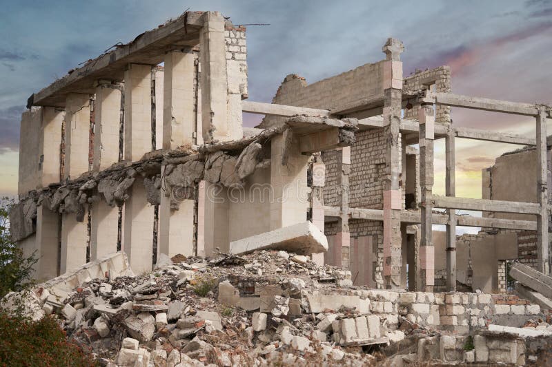 Pile of Debris of a Destroyed Stone Stock Image - Image of stone ...