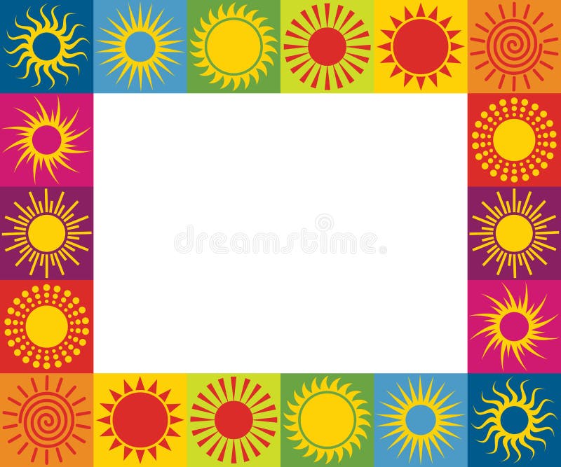 Frame with Different Sun Icons. Vector Illustration. Stock Vector ...