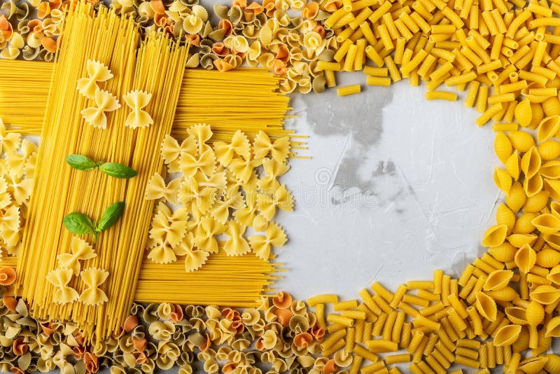 A Frame of Different Types of Dry Paste Scattered on a Concrete ...