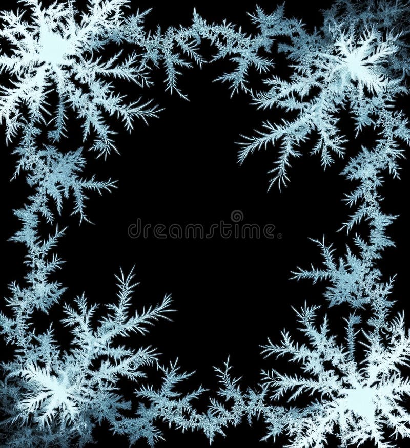 A Frame Displaying a Frosty Design on a Black Backdrop. a Frame with an ...