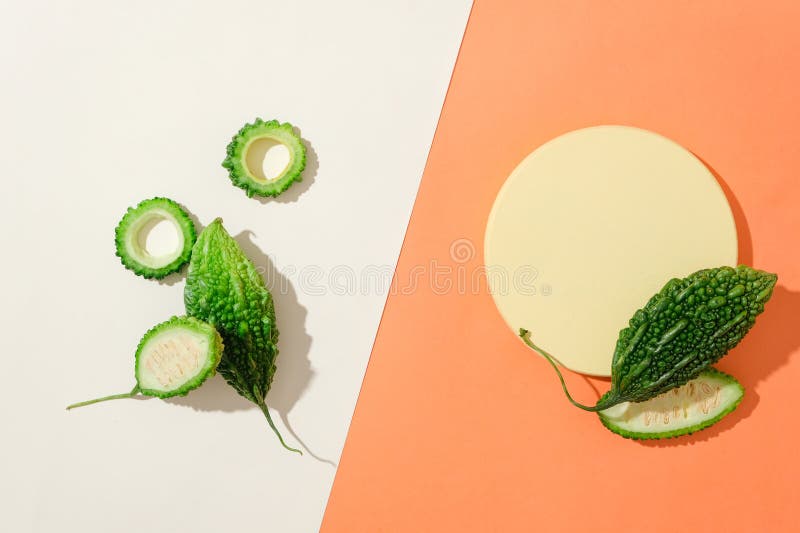 The Frame is Divided into Two Halves with Two Colors: Bitter Melon ...