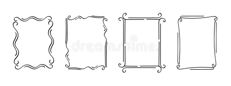 Frame Doodle Rectangular Stamp, Hand-drawn Wavy Curly Monograms ...