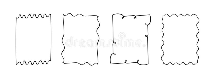 Frame Doodle Rectangular Stamp, Hand-drawn Wavy Curly Monograms ...