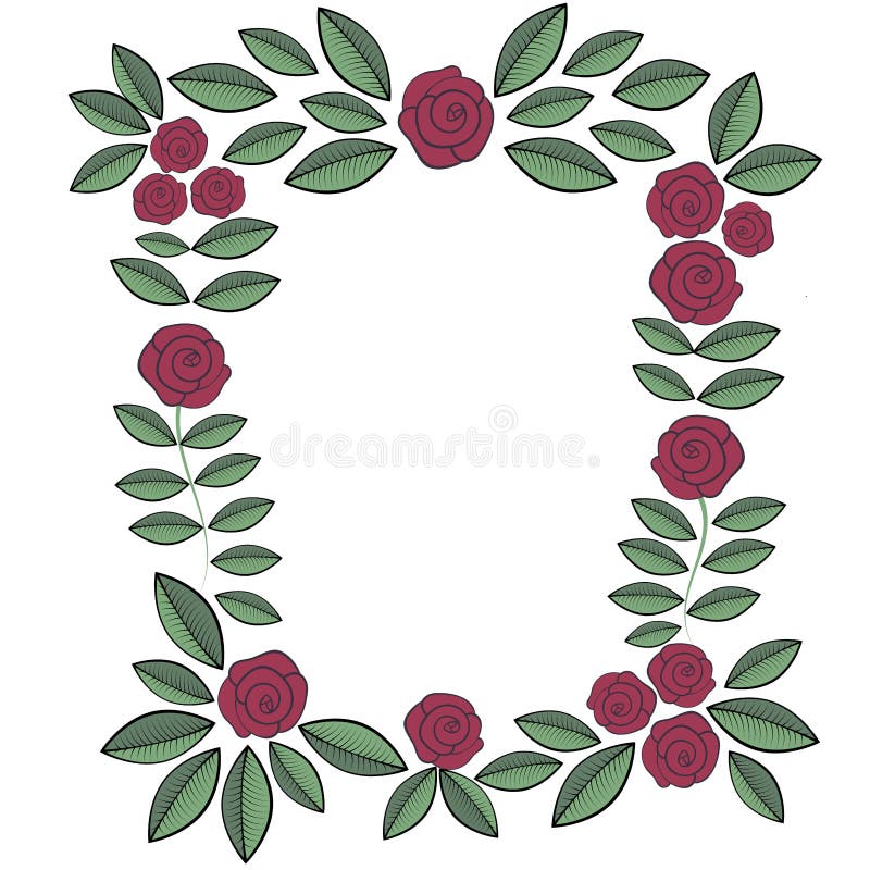 Frame of doodle roses. stock vector. Illustration of flourishing - 91496818