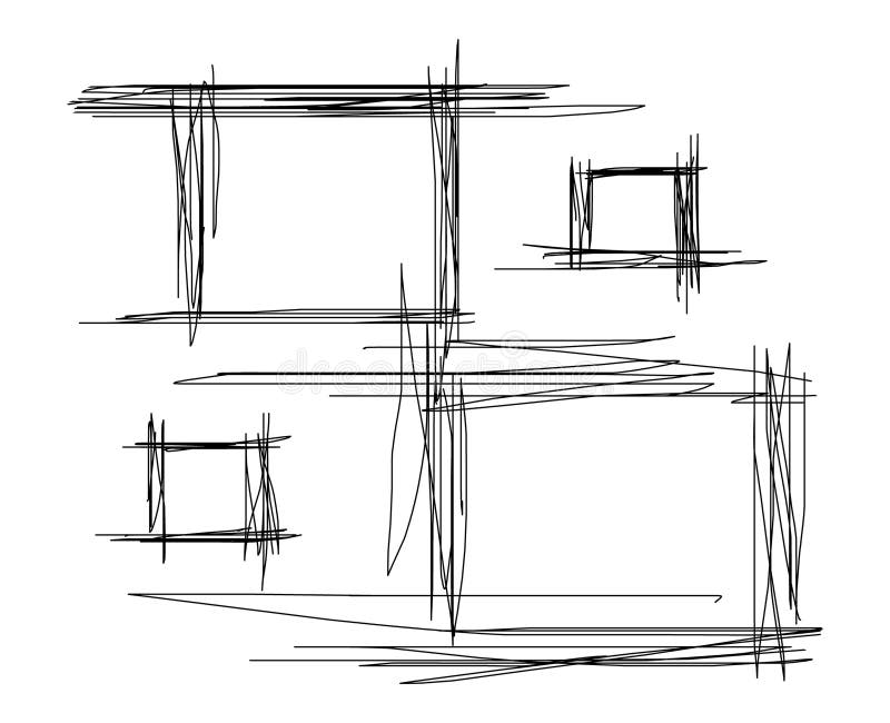 Frame Doodle Set, Hand Drawn Square Frame Sets Collection Stock ...