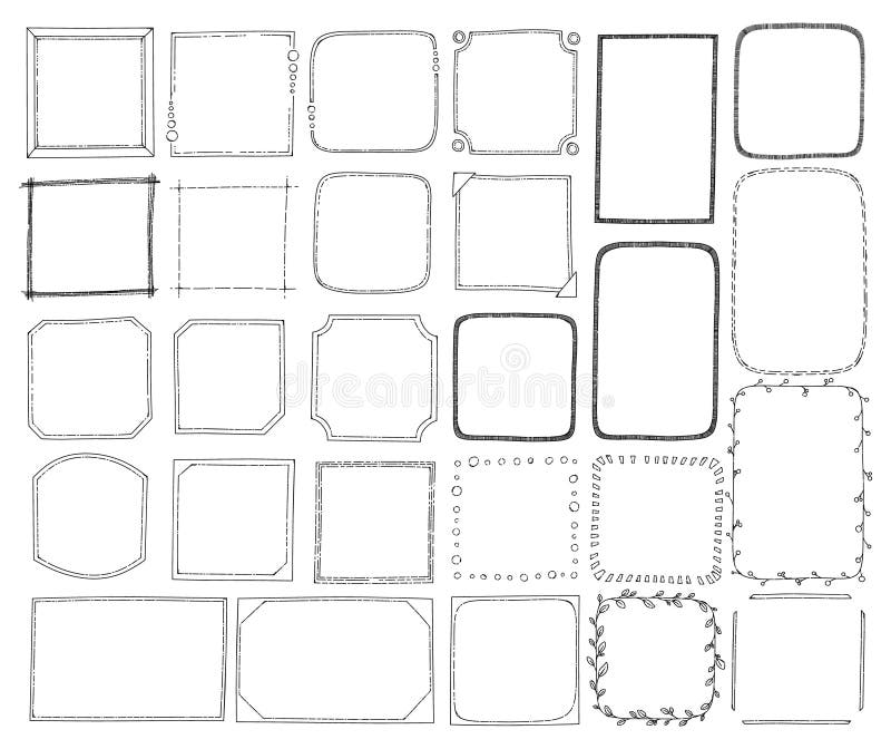 Frame Doodle Vector Set. Drawing Sketch Hand Drawn Line Eps10 Stock ...