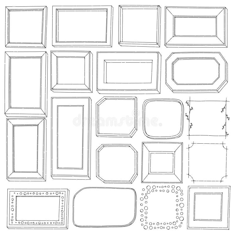 Frame Doodle Vector Set. Drawing Sketch Hand Drawn Line Eps10 Stock ...