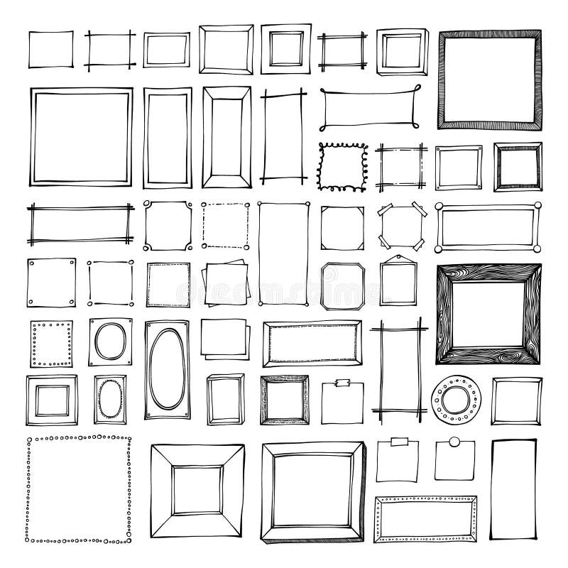 Frame Doodle Vector Set. Drawing Sketch Illustration Hand Drawn Line ...