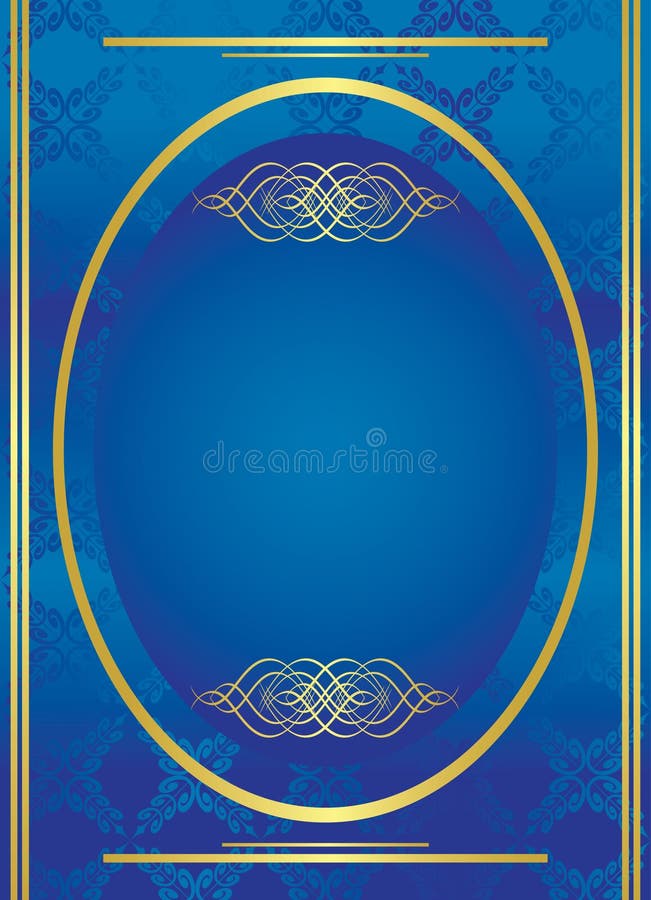 Frame Dourado Azul Com Oval Ilustração do Vetor - Ilustração de ...