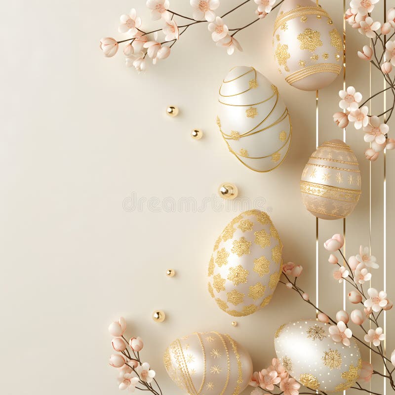 Frame for Easter Festival. Pastel and White Easter Eggs with Cute ...