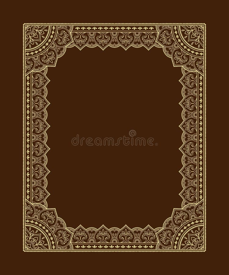 Frame in Eastern Tradition. Stylized with Henna Tattoos Decorative ...