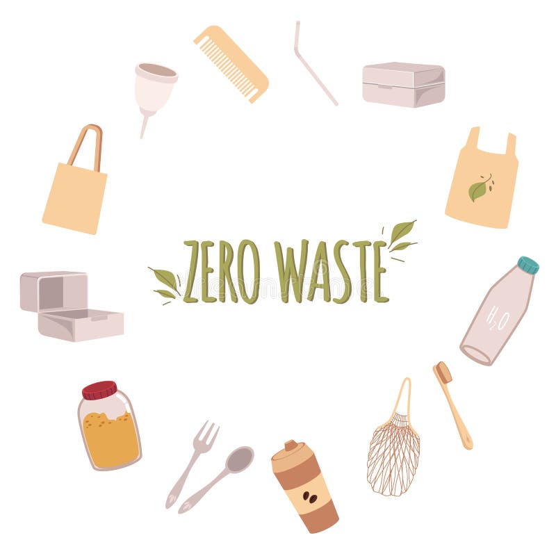 A Frame of Eco Friendly Objects Around the Text Zero Waste in a Flat ...