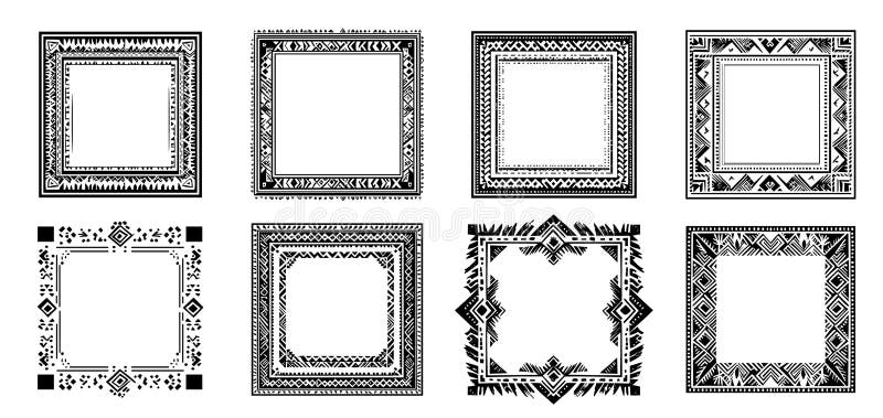 Frame Ethnic Black Pattern. Geometric Simple Border, Square Shape ...