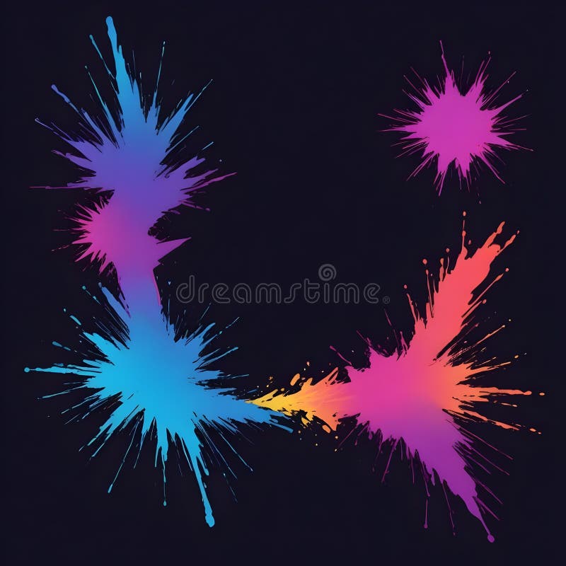 Frame Explosive Design Paint Splash Pyrotechnics Fireworks Star Motif ...