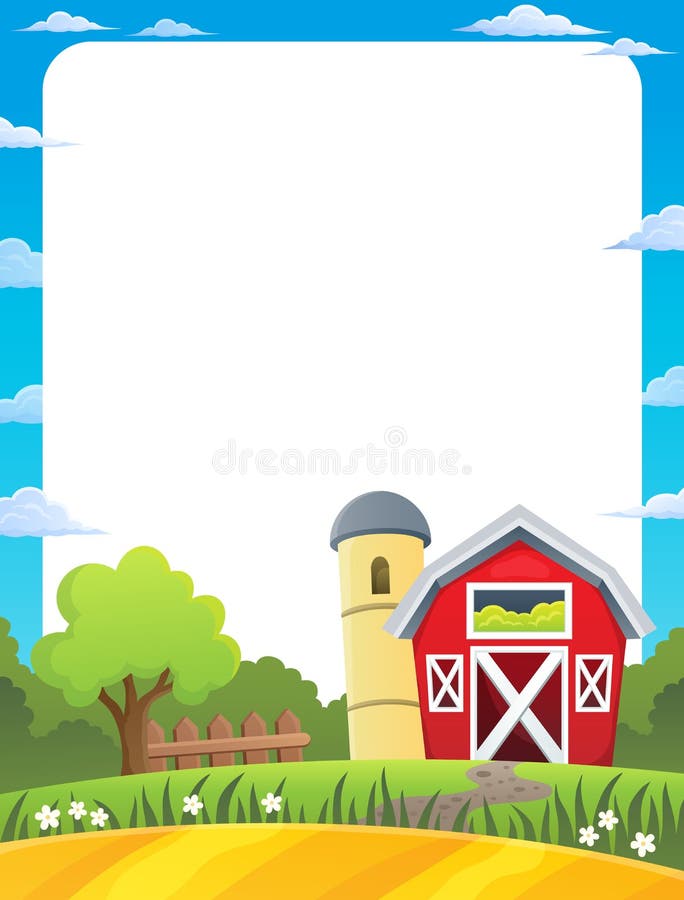 Frame with Barn and Farm Animals Stock Illustration - Illustration of ...