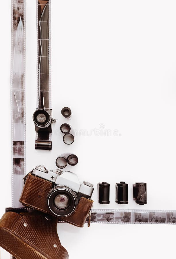Frame with Films and Vintage Film Camera Stock Image - Image of ...
