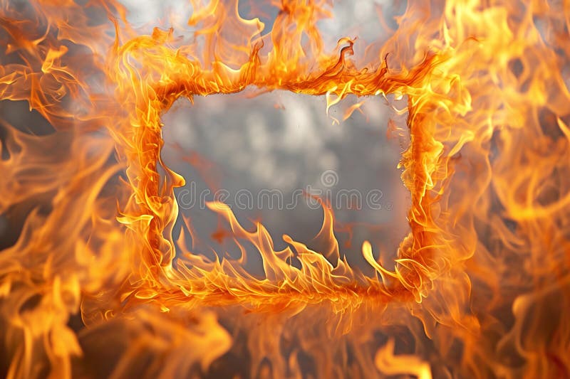 Frame of Fire on a Gray Background, Place for Your Text Stock ...