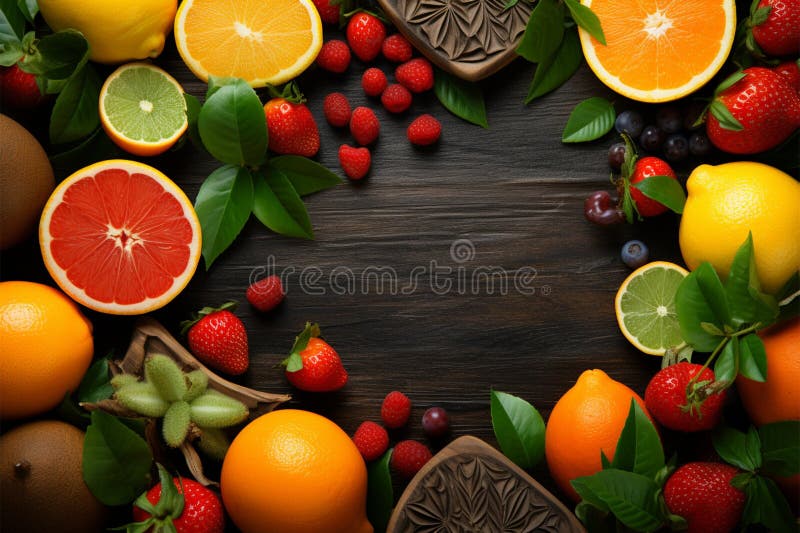 Frame of Flavors Beautiful Frame Made with an Array of Fruits Stock ...