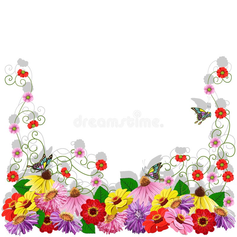 Frame from Flowers Greeting Card Stock Vector - Illustration of date ...