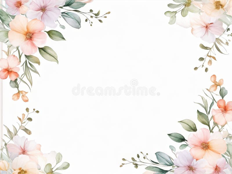 Frame with Flowers and Leaves Stock Illustration - Illustration of card ...